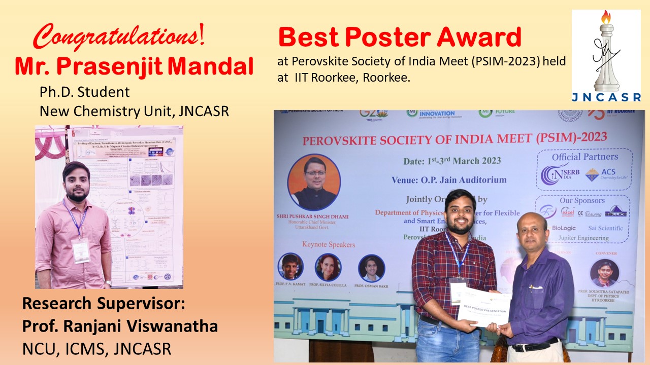Best Poster award at at the Perovskite Society of India Meet (PSIM-2023 ... Best Poster award at at the Perovskite Society of India Meet (PSIM-2023 ...